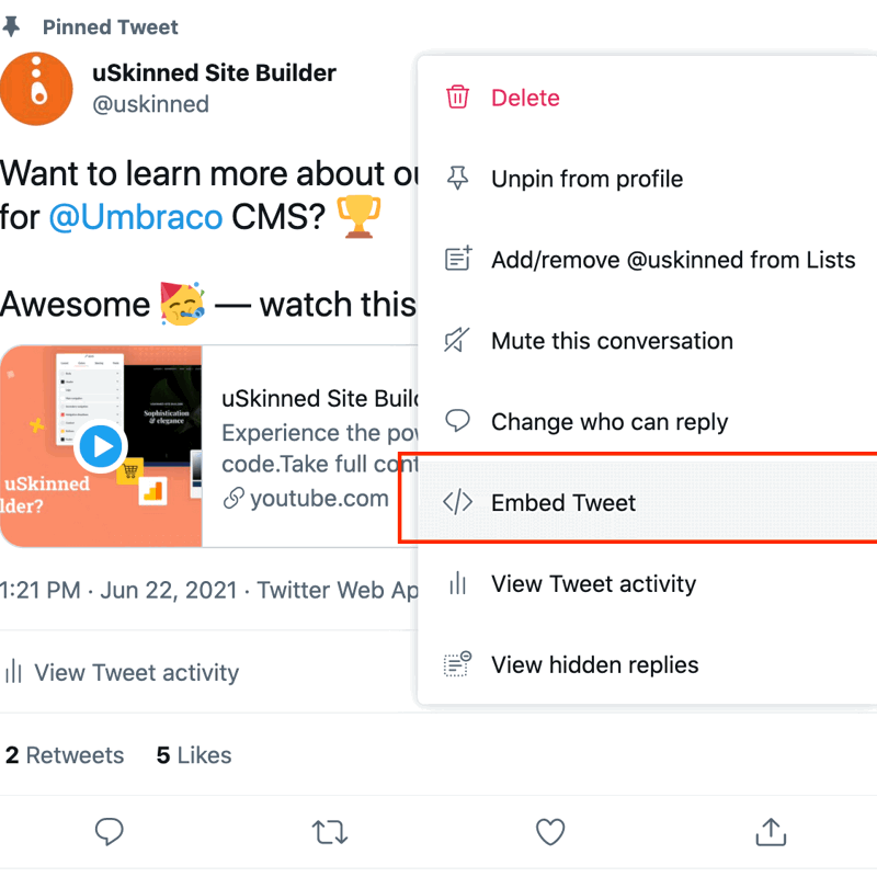 Display Twitter posts in uSkinned for Umbraco