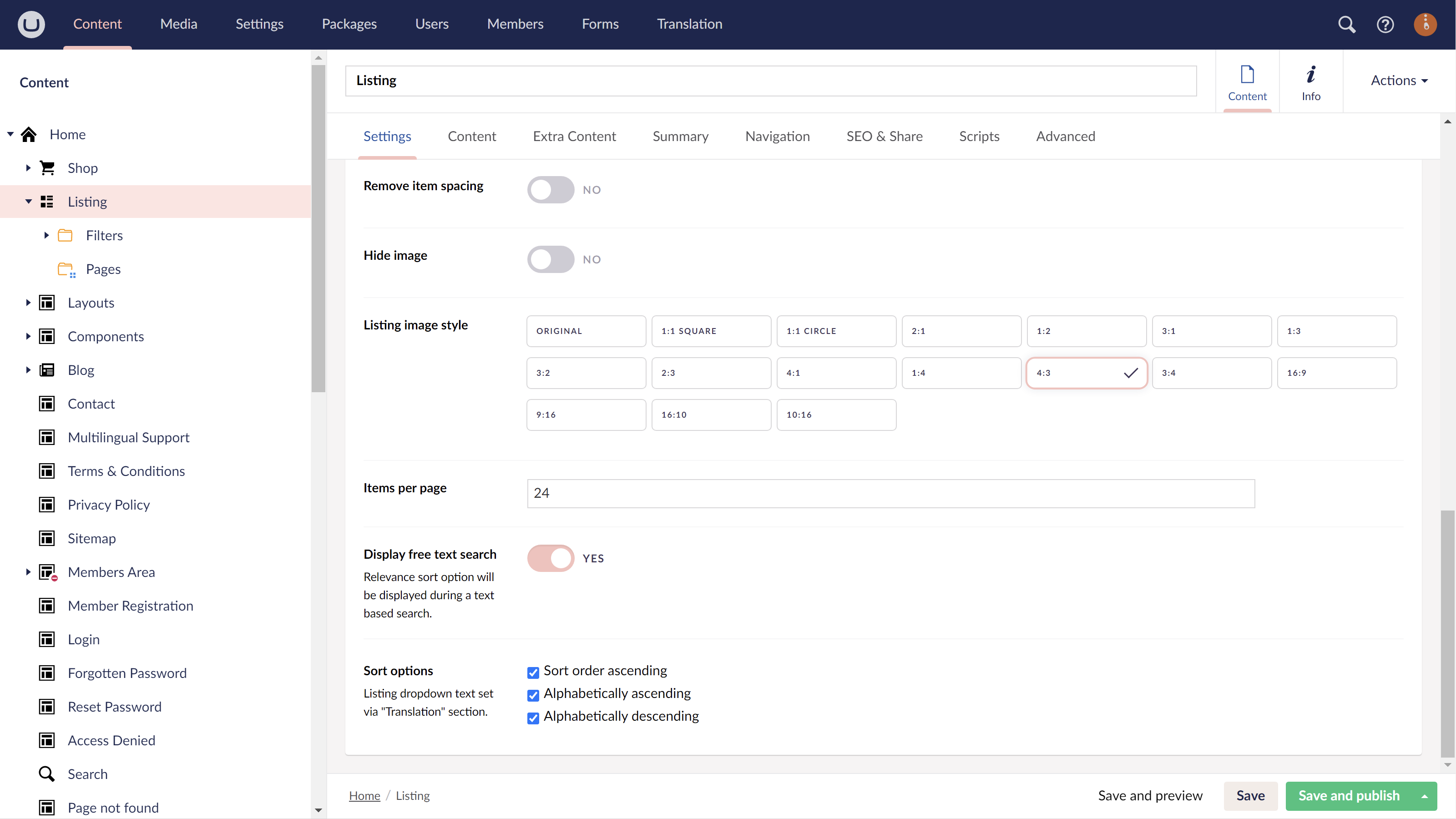 Create an interactive Listing with uSkinned for Umbraco