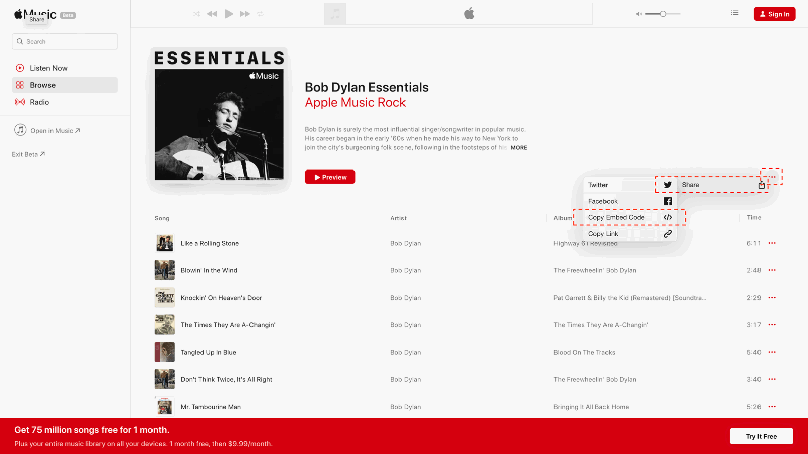 Listen to Apple Music on uSkinned for Umbraco websites