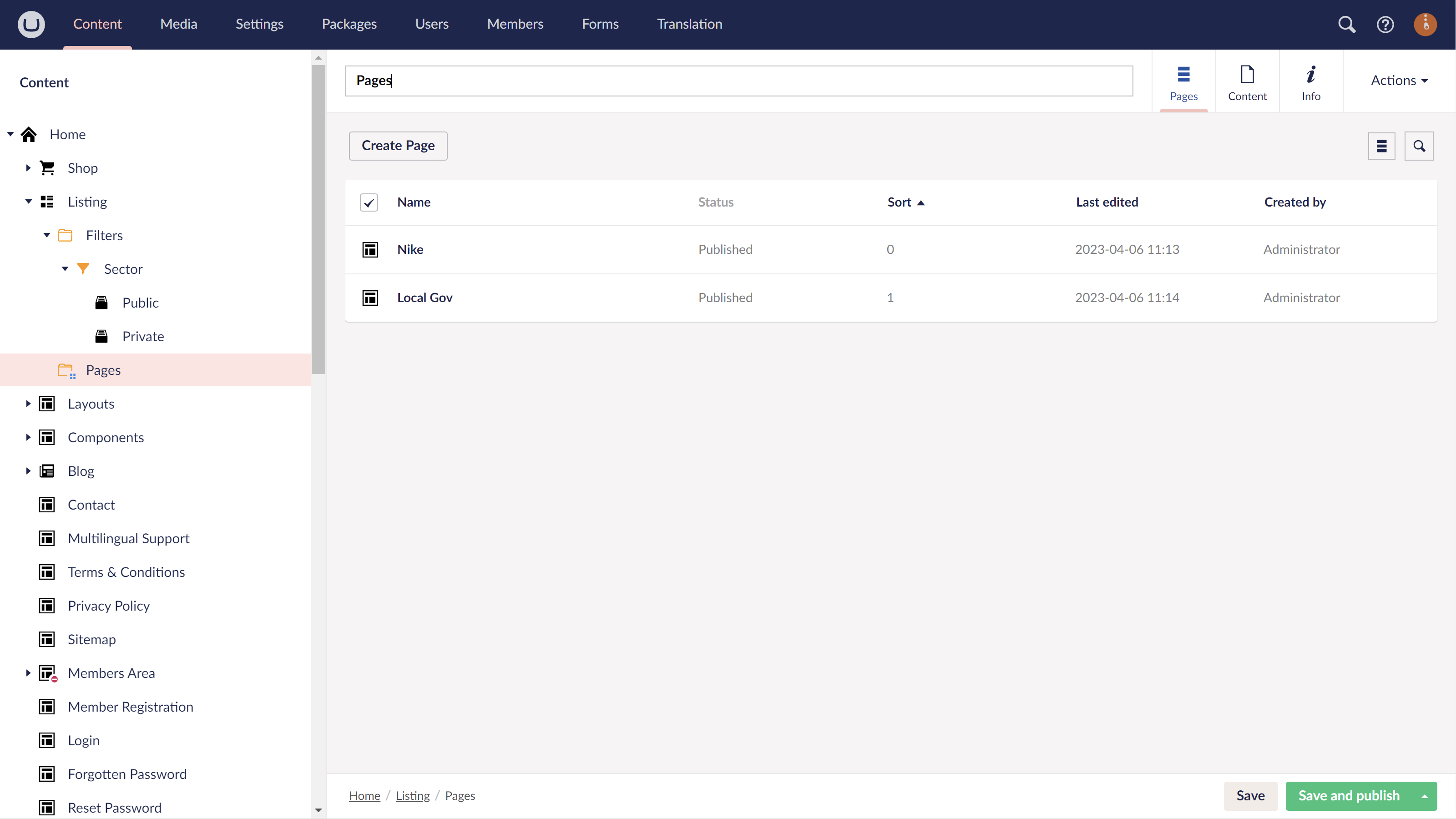 Create an interactive Listing with uSkinned for Umbraco